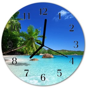 Nástenné skleněné hodiny Palmový ostrov