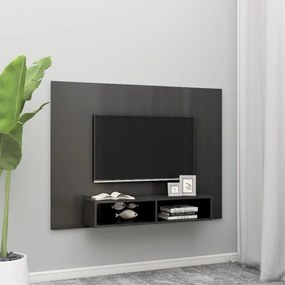 vidaXL Nástěnná TV skříňka šedá vysoký lesk 135x23,5x90 cm dřevotříska