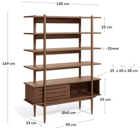 Knihovna v dekoru ořechu 130x169 cm Carolin - Kave Home