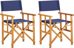 vidaXL Režisérské židle 2 ks masivní akáciové dřevo [45947] Barva: Modrá
