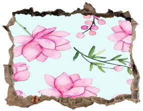 Wallmuralia Nálepka 3D díra na zeď Květy a jahody 95x64 cm