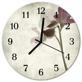 Skleněné hodiny kulaté Vintage květina