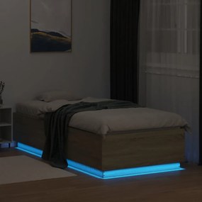 Rám postele s LED osvětlením dub sonoma 100 x 200 cm kompozit 3209627
