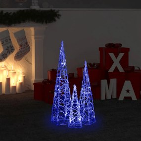 Sada akrylových světelných LED kuželů modrá 30/45/60 cm,  328969 HangarStore.cz