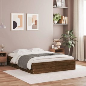 Rám postele se zásuvkami hnědý dub 140x190 cm kompozitní dřevo,  3207307