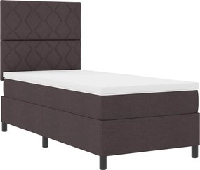 Postel s boxspringem s čelo Tmavě hnědá 90 x 190 cm textil 3339430