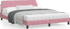 vidaXL Rám postele s čelem 160 x 200 cm samet [373212] Barva: Růžová