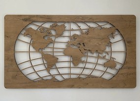 Li-Go "Mapa světa rovnoběžky" světelný obraz 230V 110x60 cm provedení povrchu: bříza