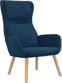 Relaxační křeslo se stoličkou modré samet 3097830
