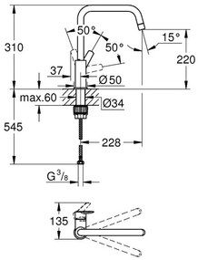 Grohe Start Páková dřezová baterie s otočnou výpustí Supersteel 30470DC0