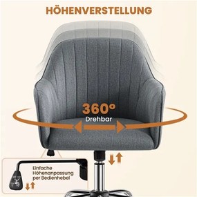 Kancelářská židle Yaheetech – tmavě šedá, 60 cm (šířka) × 61 cm (hloubka) × 83 cm – 92,5 cm (výška) (267660313202)