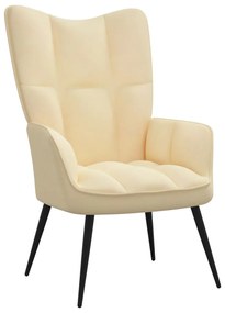 Relaxační židle krémově bílá samet,  328082