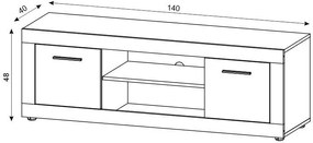 TV stolek Luna 140 cm dub Matera tmavý/antracit
