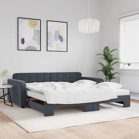 Válenda s přistýlkou a matracemi tmavě šedá 100 x 200 cm samet 3196961