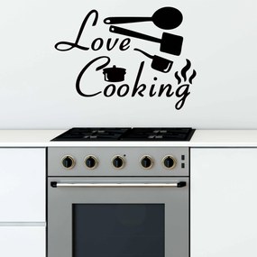 Samolepka na zeď - Love cooking nápis (60x43 cm) - PopyDesign
