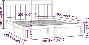 Rám postele černý masivní dřevo 200 x 200 cm 3105274