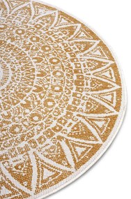 MK Original: Produkty s rodokmenem, Kusový koberec Mujkoberec Original Nora 105792 Ochre kruh – na ven i na doma, 140x140 (průměr) kruh, žlutá, chodba / předsíň