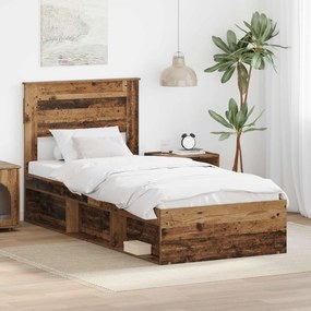 Rám postele s čelo Staré dřevo 90 x 200 cm Masivní borové dřevo 3409813