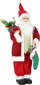 HOMCOM 120 cm zpívající a tancující Santa Claus, stojící animovaná vánoční postava s punčochou, pytlem, aktivovaná zvukem / dotykem