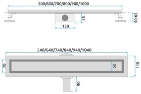 Odtokový žlab REA NEOX PRO 60 cm, broušený nikl