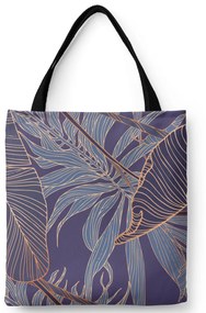 Nákupní taška Zlaté žilky - grafický rostlinný motiv s listy ve stylu lineárního
