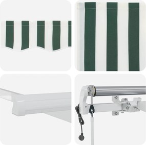 Stahovací markýza Zelená a bílá 400 × 300 cm Látka a hliník 3330721