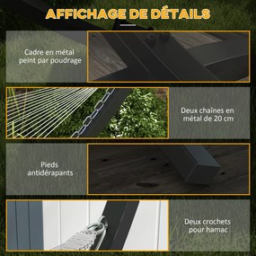 Outsunny Kovový Stojan na Hammock, Pevná Podpora, 360 cm Délka pro Hammoky 270 až 330 cm, Šedý | Aosom