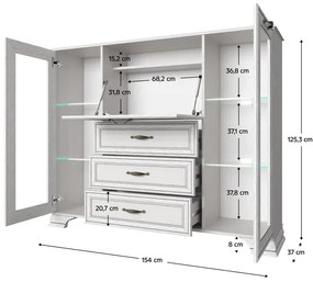 Komoda s barem, woodline krem, TIFFY 2W3S1B