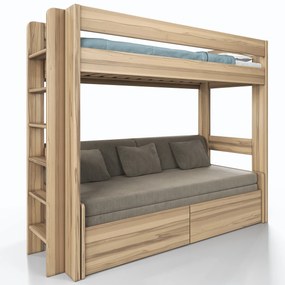 Vlastní výroba Patrová postel Junior s rozkládací postelí z jaderného buku