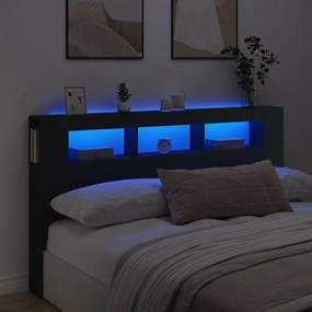 Čelo postele s LED černé 180 x 18,5 x 103,5 cm kompozitní dřevo