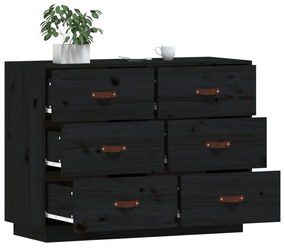 Příborník černý 100 x 40 x 75 cm masivní borové dřevo,  820146