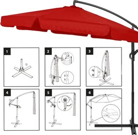 Zahradní slunečník 290 cm, červený SPRINGOS CASABLANCA GU0044