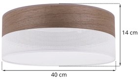 Stropní svítidlo Wood, 1x hnědá ořechová dýha/bílé plastové stínítko, (bílé plexisklo), (fi 40cm)