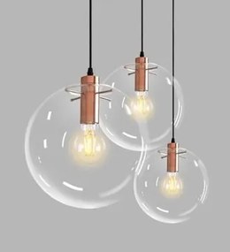 Toolight - Závěsné skleněné stropní svítidlo Lassi 25 cm, růžové zlato, OSW-00131
