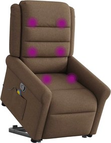 Zvedací masážní polohovací křeslo hnědé textil 3303328