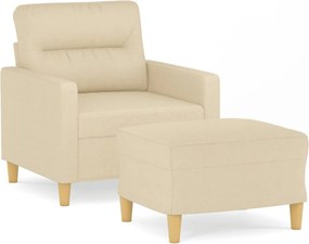 Křeslo s podnožkou krémové 60 cm textil 3201067