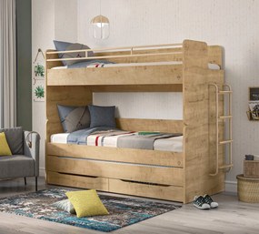 Čilek Patrová postel Mocha Studio pro 3 děti 90x200 cm s úložným prostorem (žebřík)