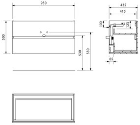Sapho ODETTA umyvadlová skříňka 95 x 50 x 43,5 cm dub Alabama DT100-2222