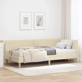 Rohový rám postele s matrací Jiný s čelo 2 ks Krémová textil 3393739