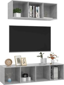 2dílný set TV skříněk betonově šedý dřevotříska 3079794