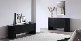 Designová komoda Sansita 160 cm mramor/černá