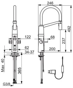 Hansa Kuchyňská bezdotyková elektronická baterie s pružným výtokovým ramínkem HANSAFIT HYBRID, 230 / 5 V 65252213