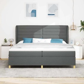 Postel s boxspringem s matrací Tmavě šedá 200 x 200 cm textil 3340712