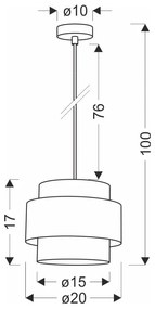 Závěsné svítidlo s textilním stínidlem v černo-přírodní barvě ø 20 cm Twin – Candellux Lighting