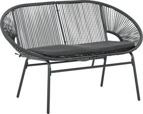 Outsunny 2-místná zahradní židle Acapulco s opěrkami, polstrováním a ocelovým rámem, nosnost 260 kg, pro balkon, terasu, patio, 132x72x83 cm, černá