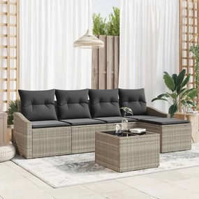 Set pohovek 6 ks Světle šedá polyratan 3346692