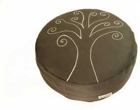 S radostí - vlastní výroba Meditační polštář strom života - šedý Velikost: ∅30 x v25 cm