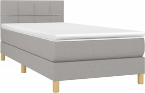 Box spring postel s matrací a LED světle šedá 80x200 cm textil 3133669