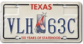 Americká SPZ Texas Statehood VLH 63C