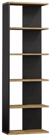 Rohová knihovna NERO 170 cm dub wotan/černá
